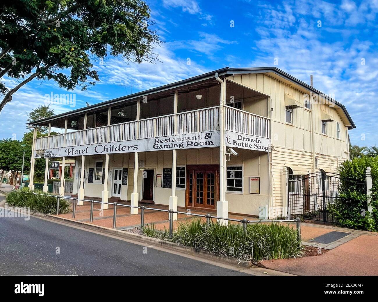 Facade of the Childers Hotel, built from 1895 to 1930 in the town of ...