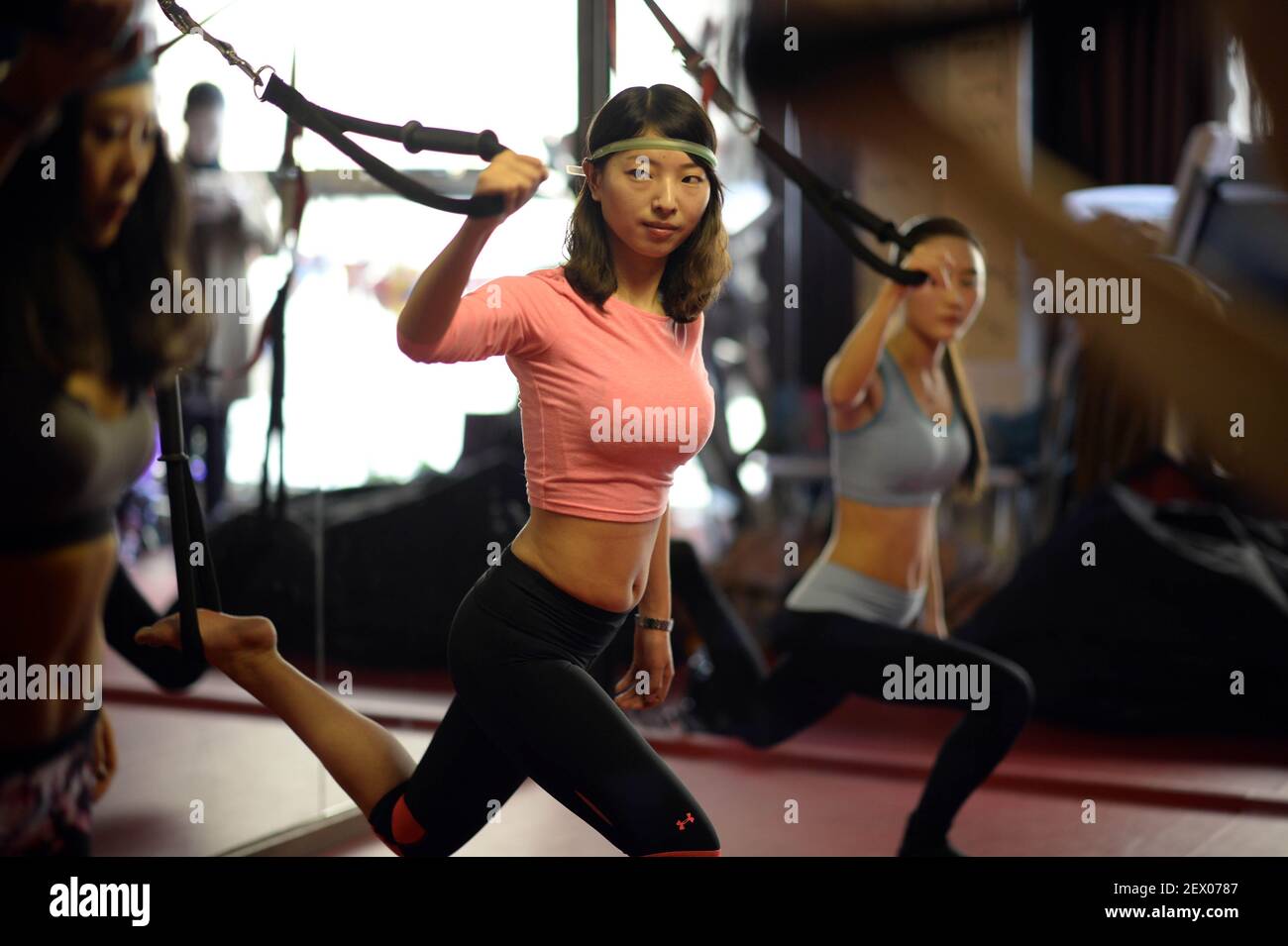Six beautiful young woman are training for the international Marathon ...