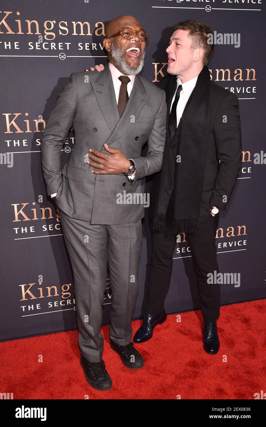 (L-R) Actors Samuel L. Jackson and Taron Egerton attend the "Kingsman ...