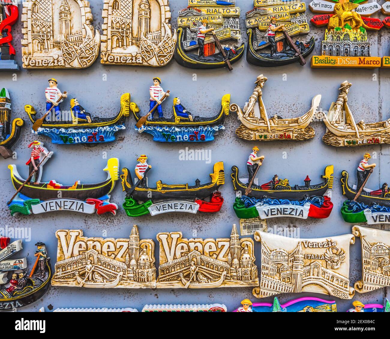 Colorful Gondolas Landmarks Piazza San Marco Magnets Venice Italy Stock ...