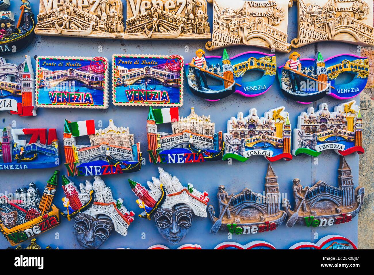 Colorful Gondolas Landmarks Piazza San Marco Magnets Venice Italy Stock ...