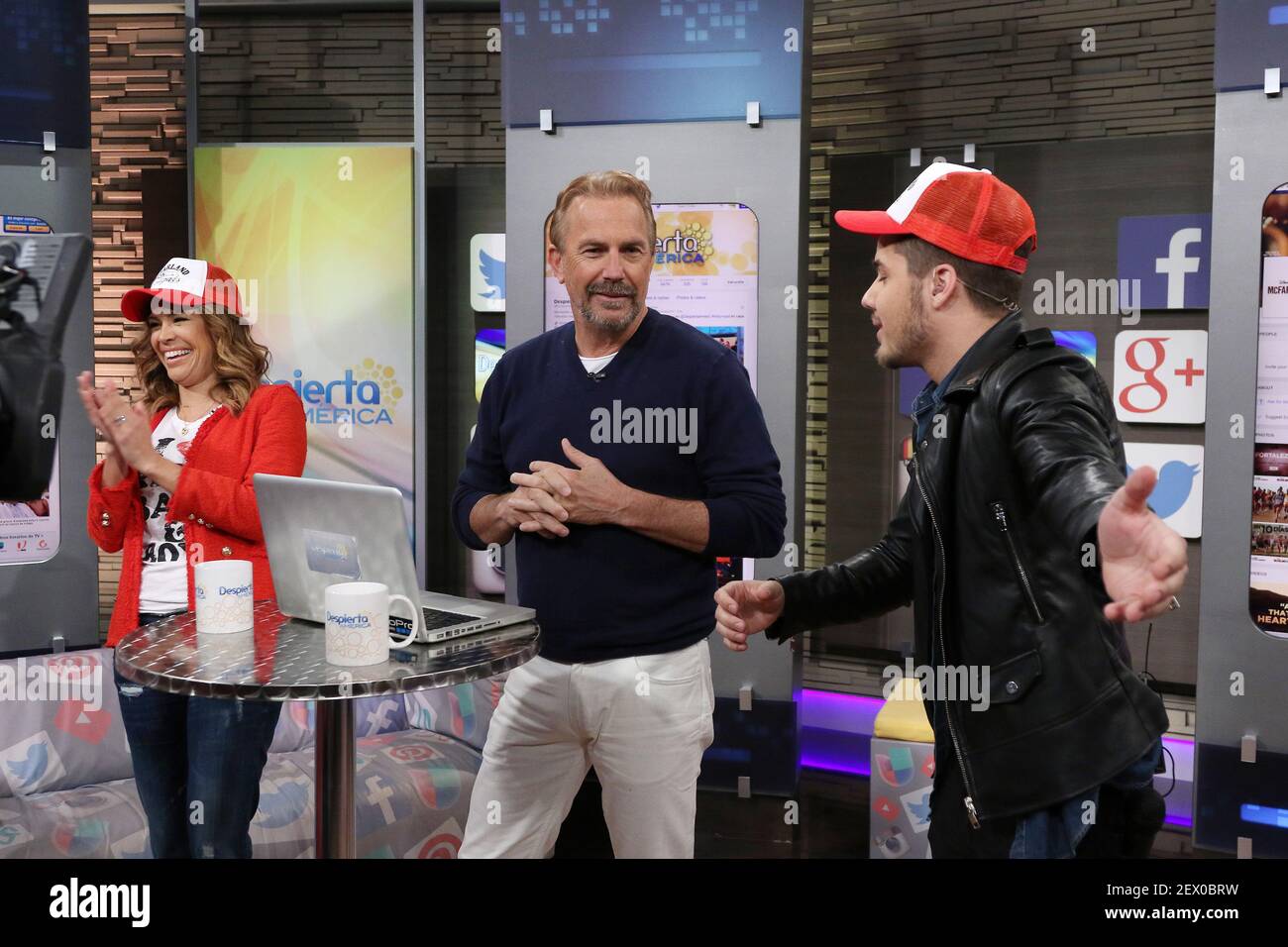 MIAMI, FL - FEBRUARY 13: Karla Martinez, actor Kevin Costner and ...