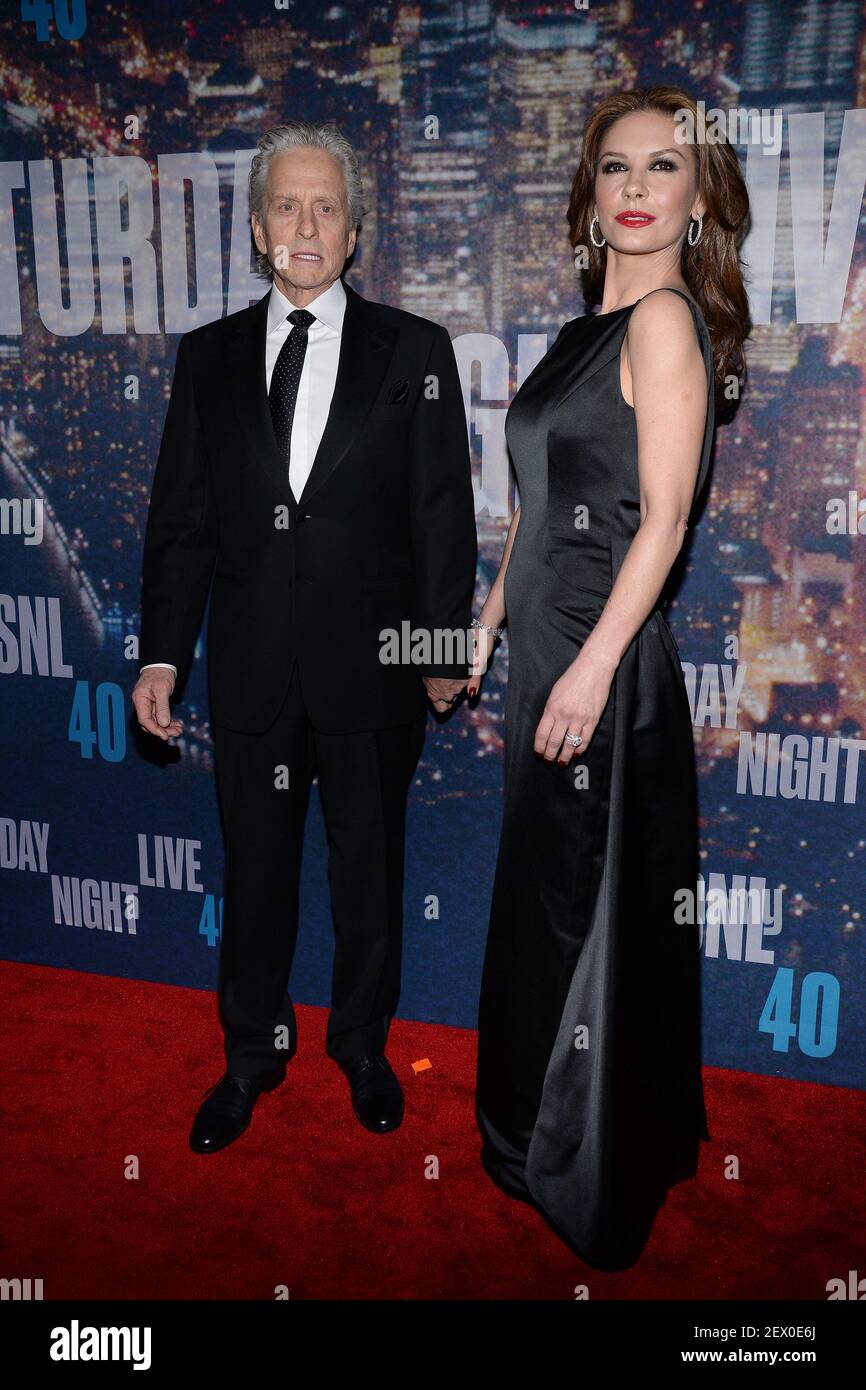 (L-R Actor Michael Douglas and Catherine Zeta-Jones attend the SNL 40th ...