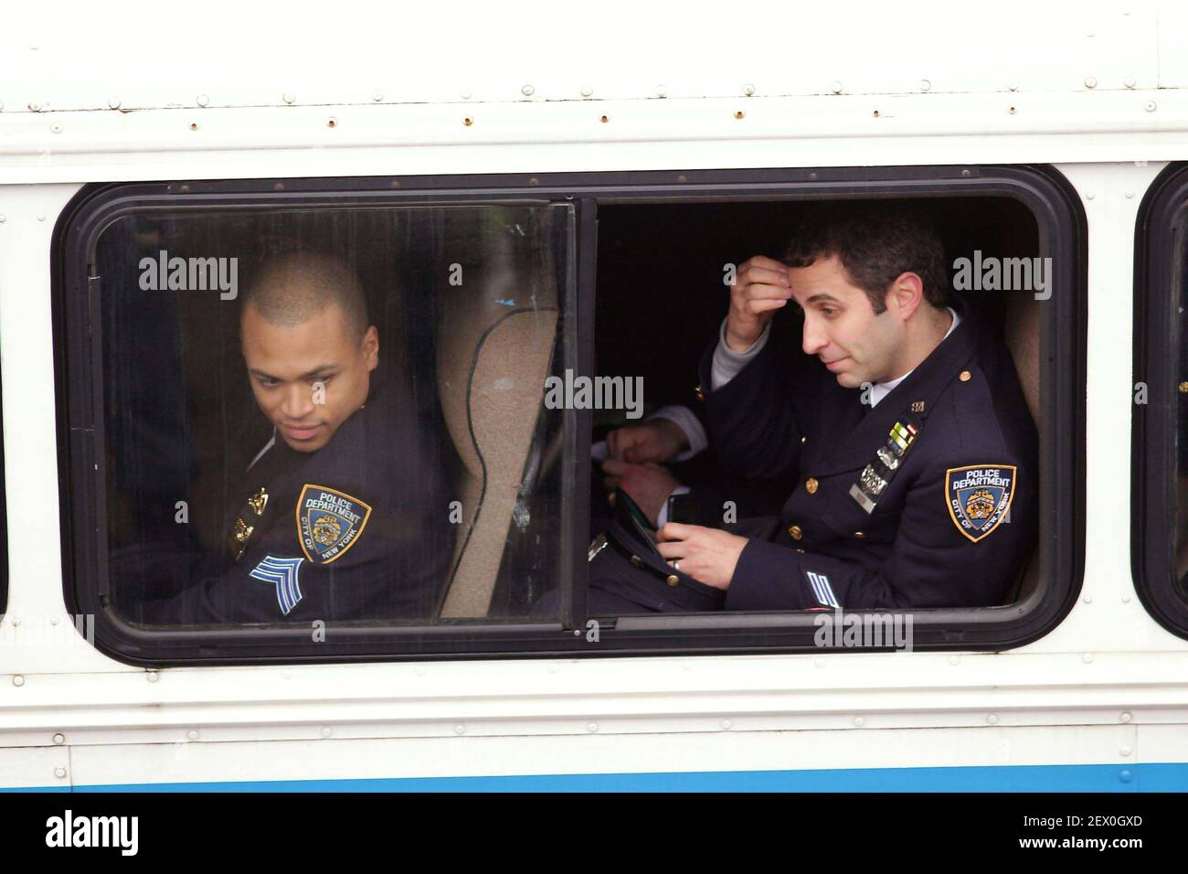January 4, 2015 - NYPD from the 84 precinct at Officer Liu's funeral in ...