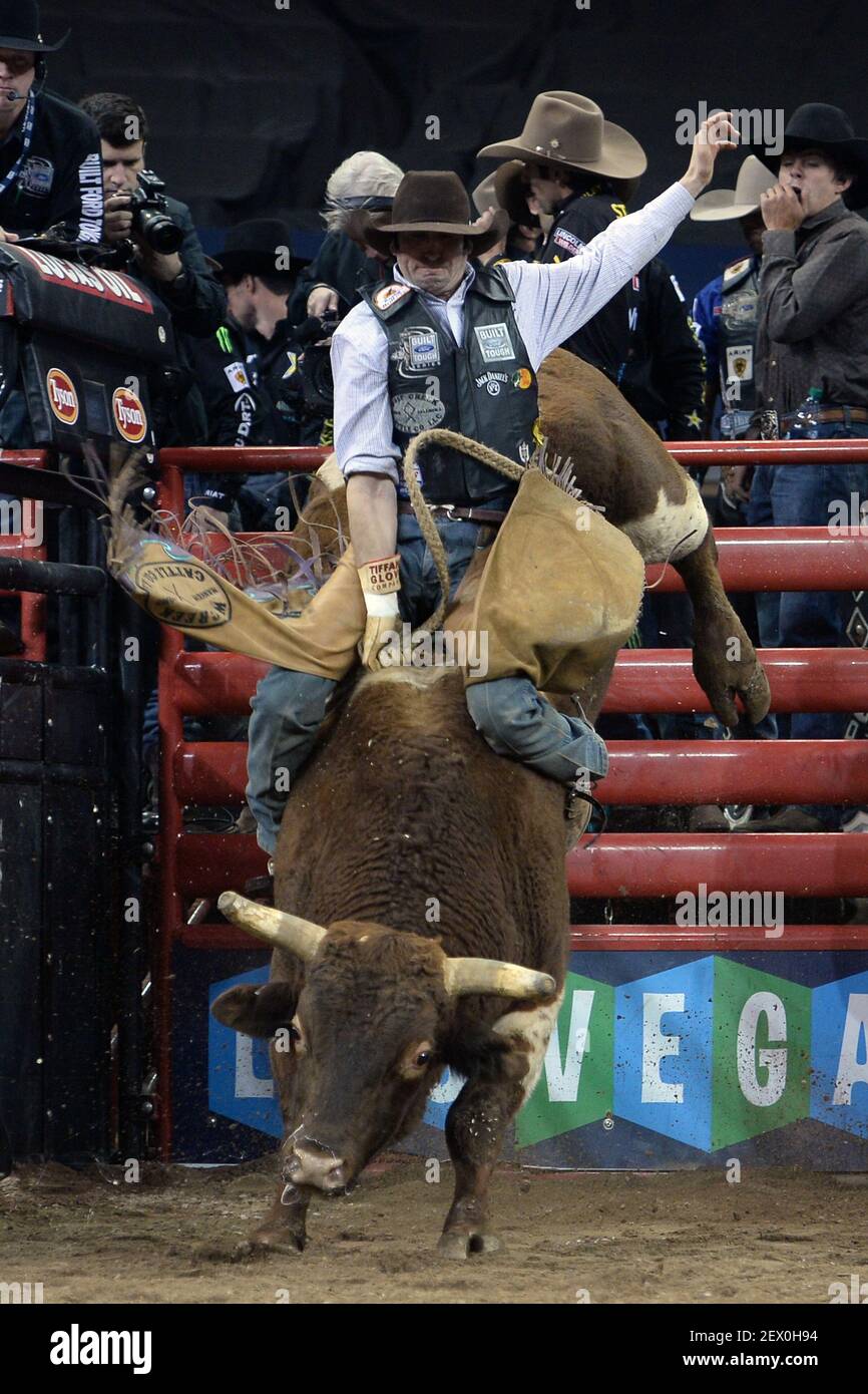 Ben Jones rides Shanghia Heat during round two of the Professional Bull ...