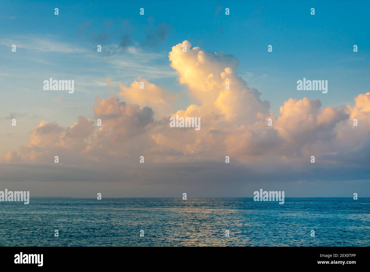 Beautiful sea Sunny landscape on the beach. Light waves of blue color ...