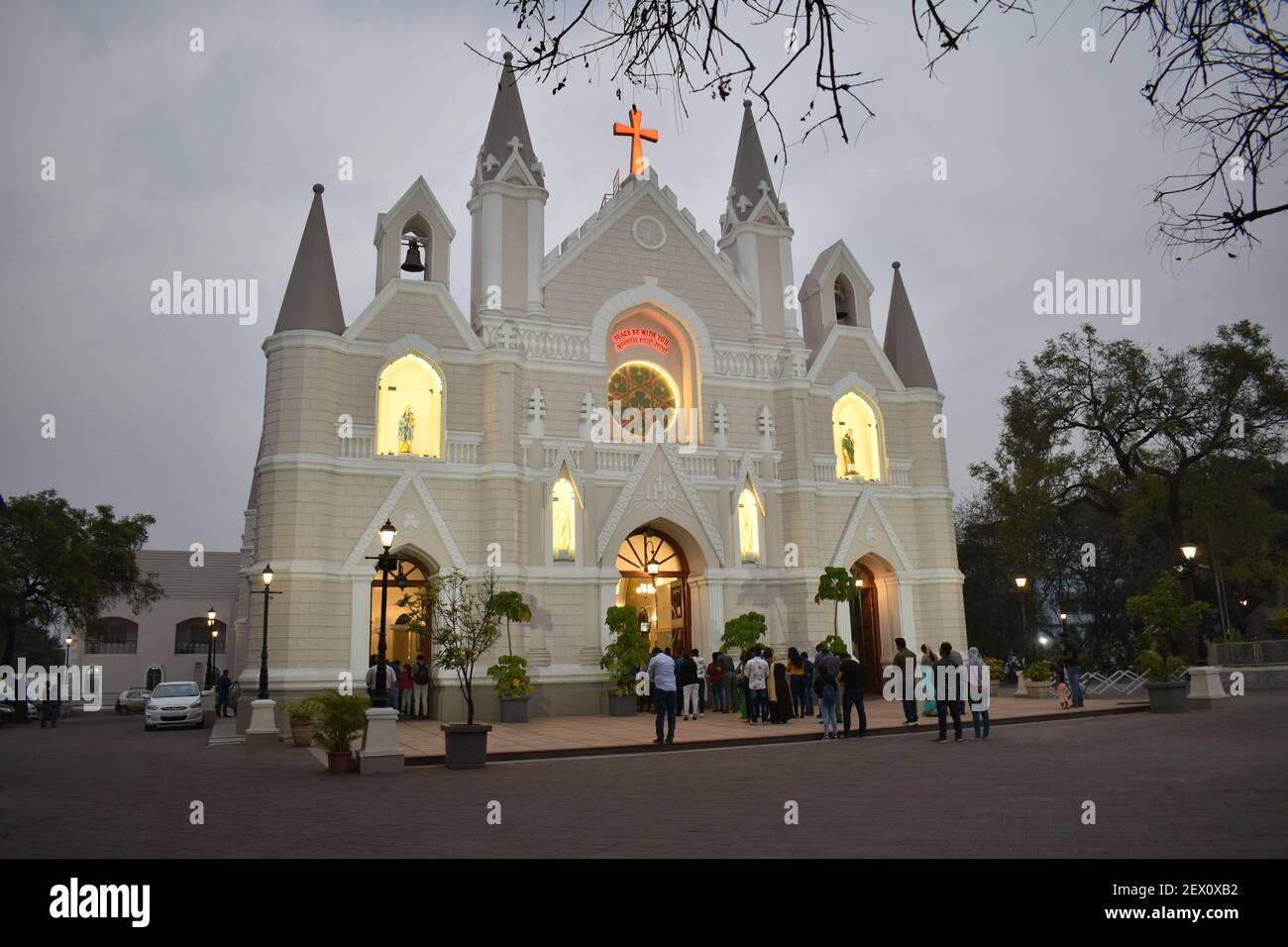 14th Feb 2021, Pune, Maharashtra, India . Devotees attending Mass at St ...