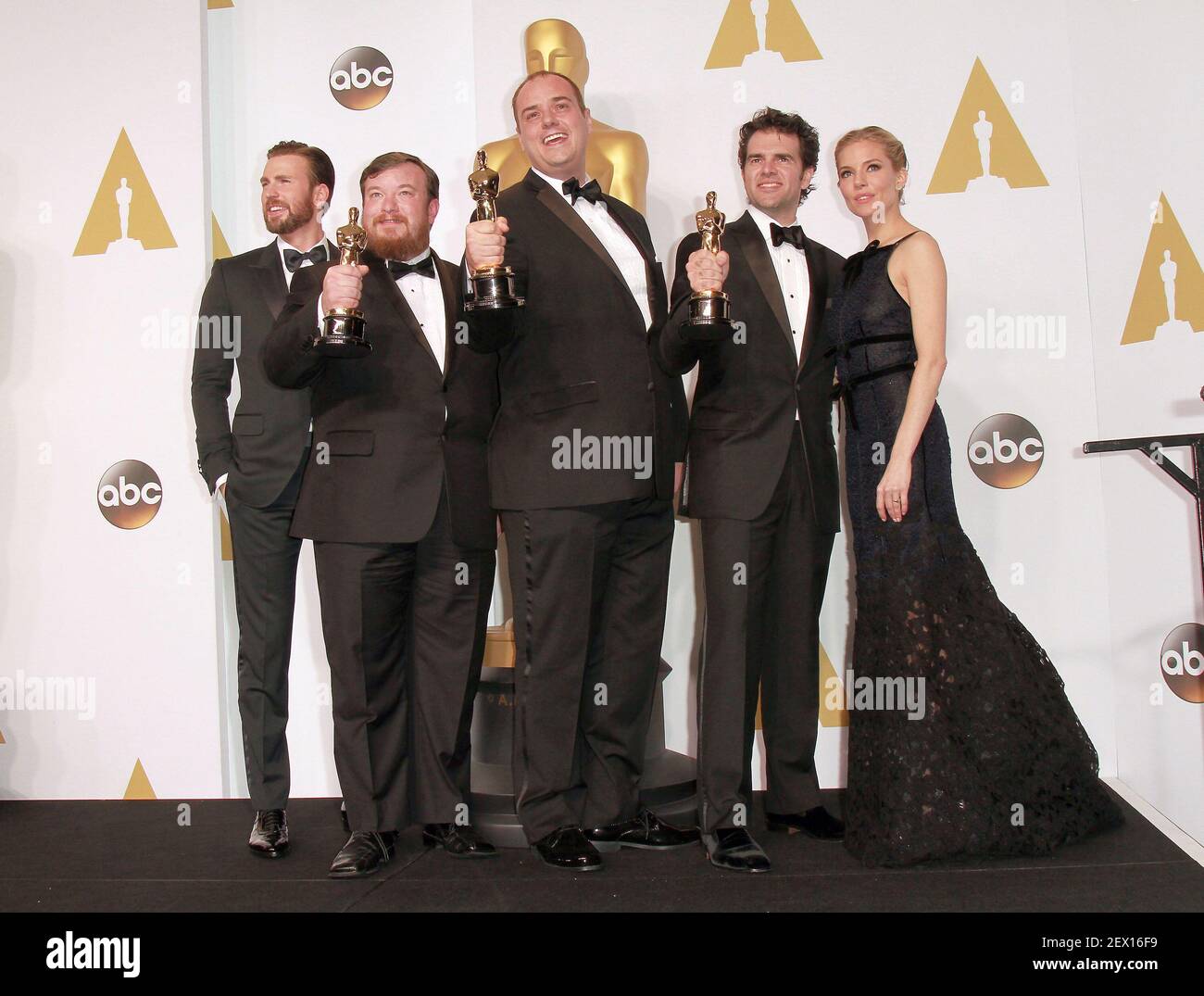 22 February 2015 - Hollywood, California - L-R) Actor Chris Evans, Ben Wilkins, Thomas Curley ...