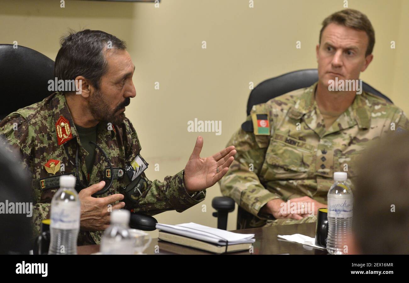 Major General Abdullah Hamid of the Afghan National Army briefs ...