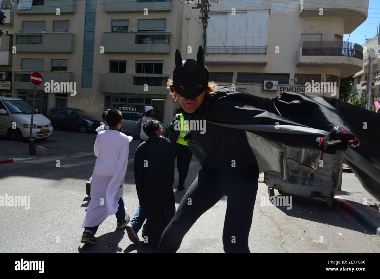 TEL AVIV, ISRAEL - MARCH 3, 2015 - A batman costume in Purim Festival ...