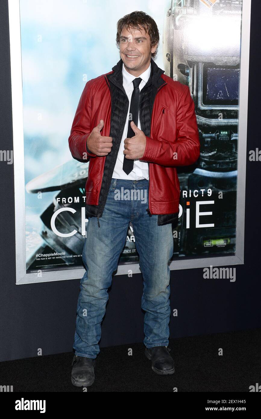Brandon Auret attends the "Chappie" New York Premiere at the AMC Loews ...