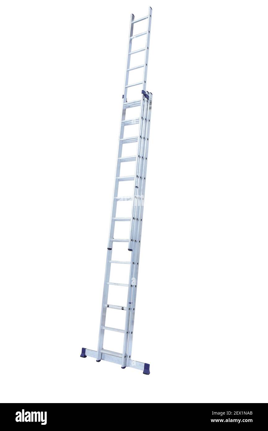 Aluminum metal step-ladder isolated white background Stock Photo - Alamy