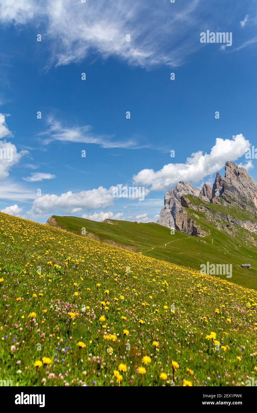 Famous italian dolomites seceda rock hi-res stock photography and ...