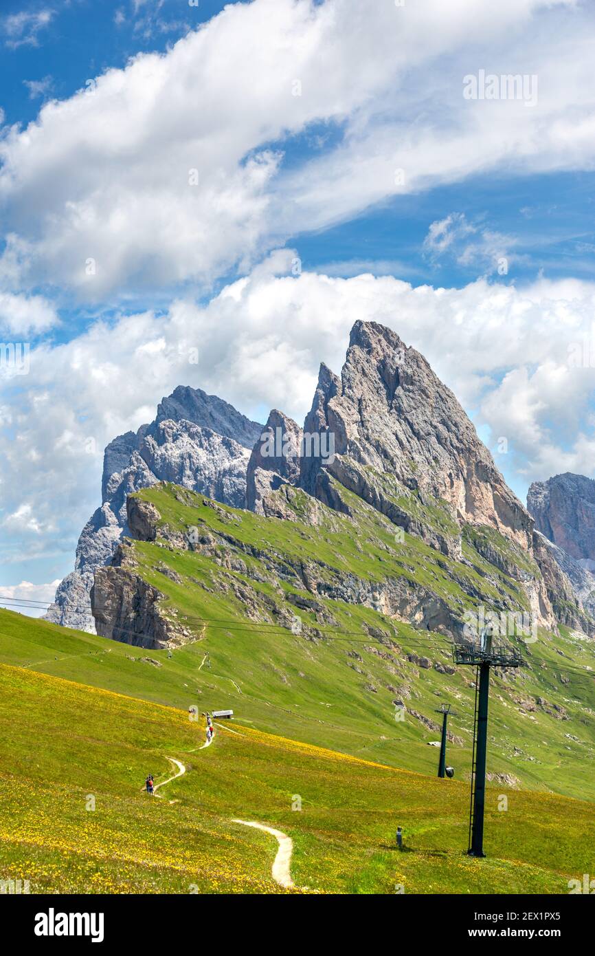 Famous italian dolomites seceda rock hi-res stock photography and ...