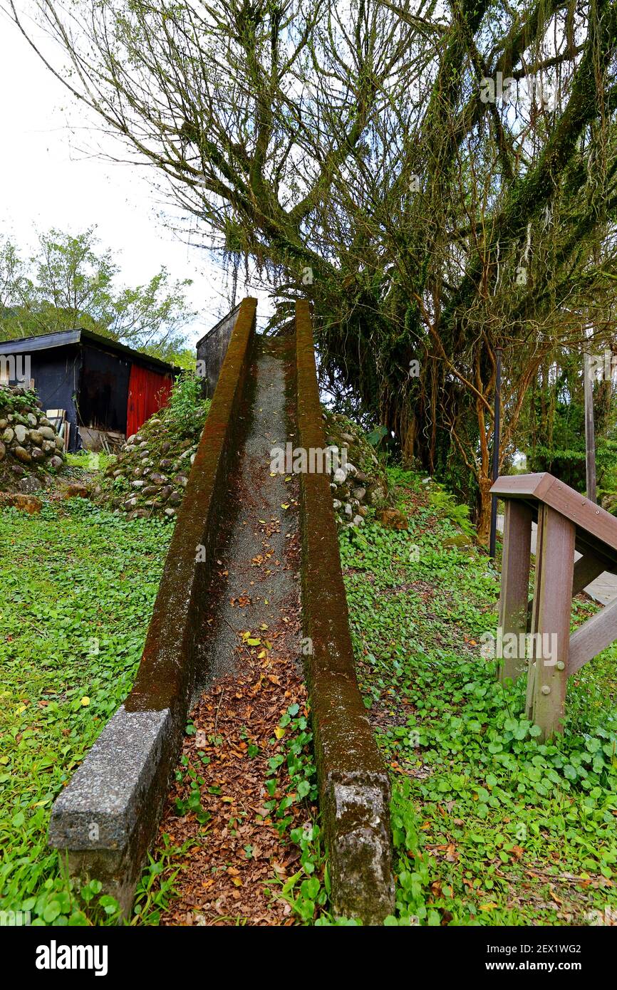 Playground slide near Jingtong Japanese style architecture, a popular ...