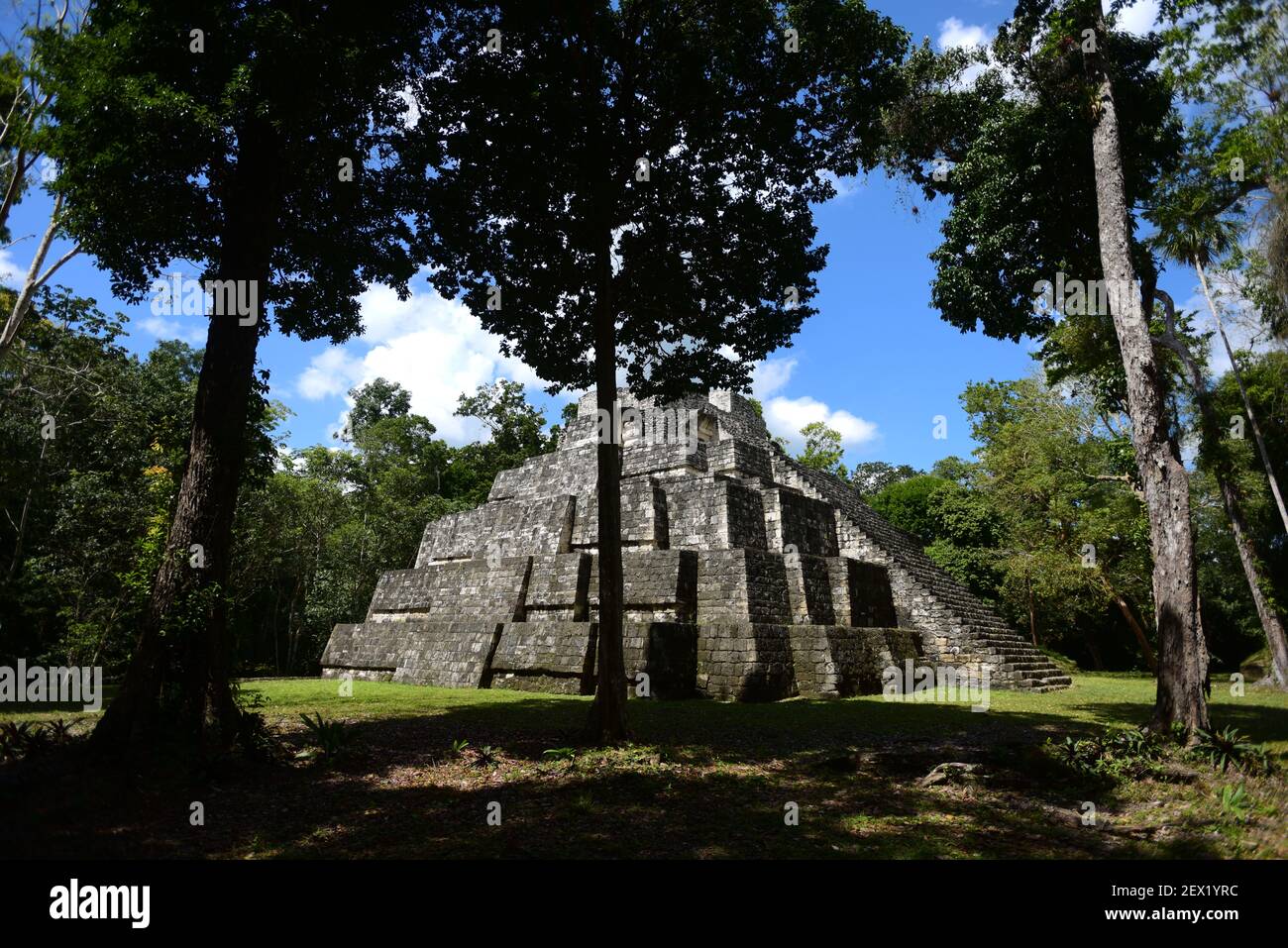 A temple pyramid at the ancient Maya city of Yaxha in the Yaxha-Nakum ...