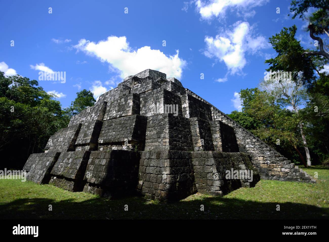 A temple pyramid at the ancient Maya city of Yaxha in the Yaxha-Nakum ...
