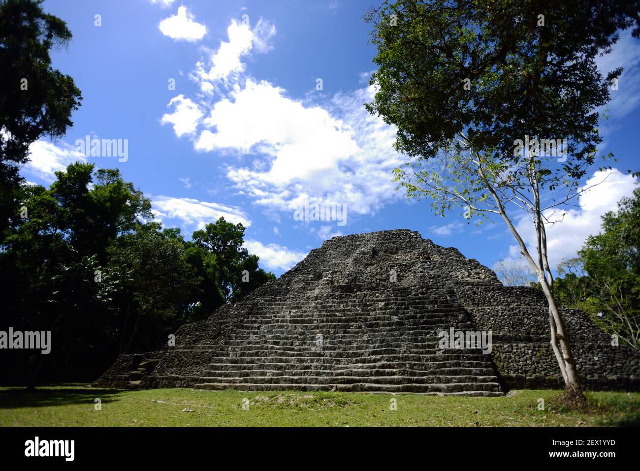 A temple pyramid at the ancient Maya city of Yaxha in the Yaxha-Nakum ...