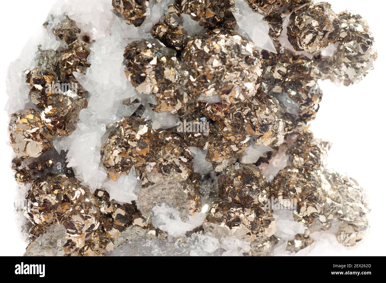 pyrite or fool's gold mineral sample in quartz Stock Photo - Alamy
