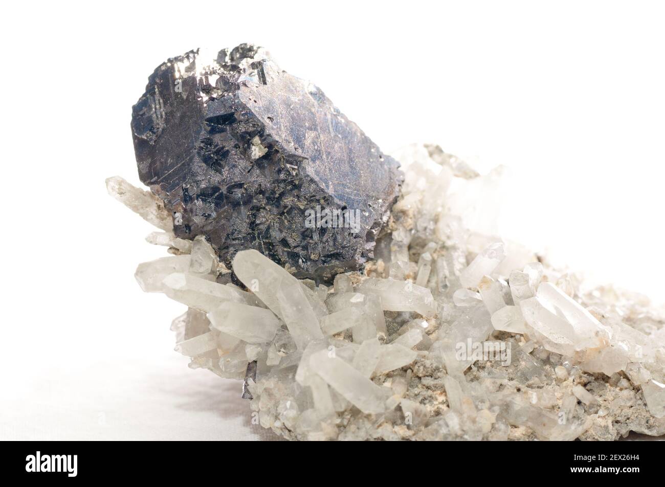 galena dark metal and crystal mileral sample with quartz and granite ...