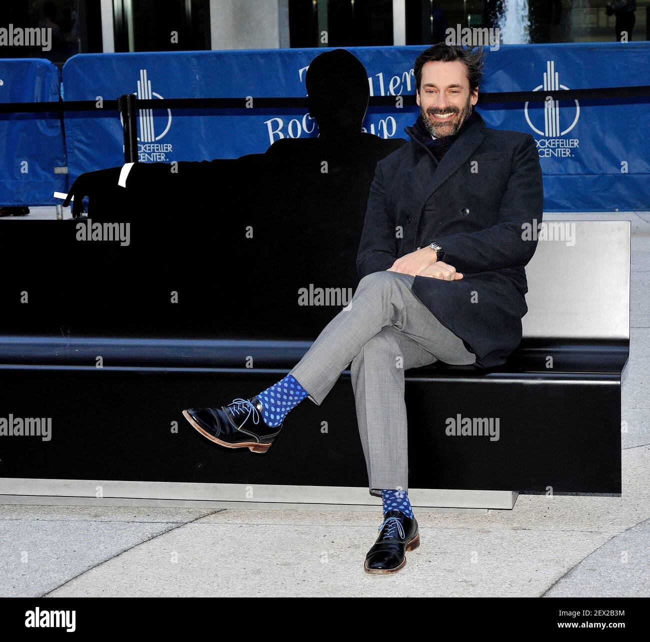 Jon Hamm attends the unveiling of the "Mad Men" commemorative sculpture ...