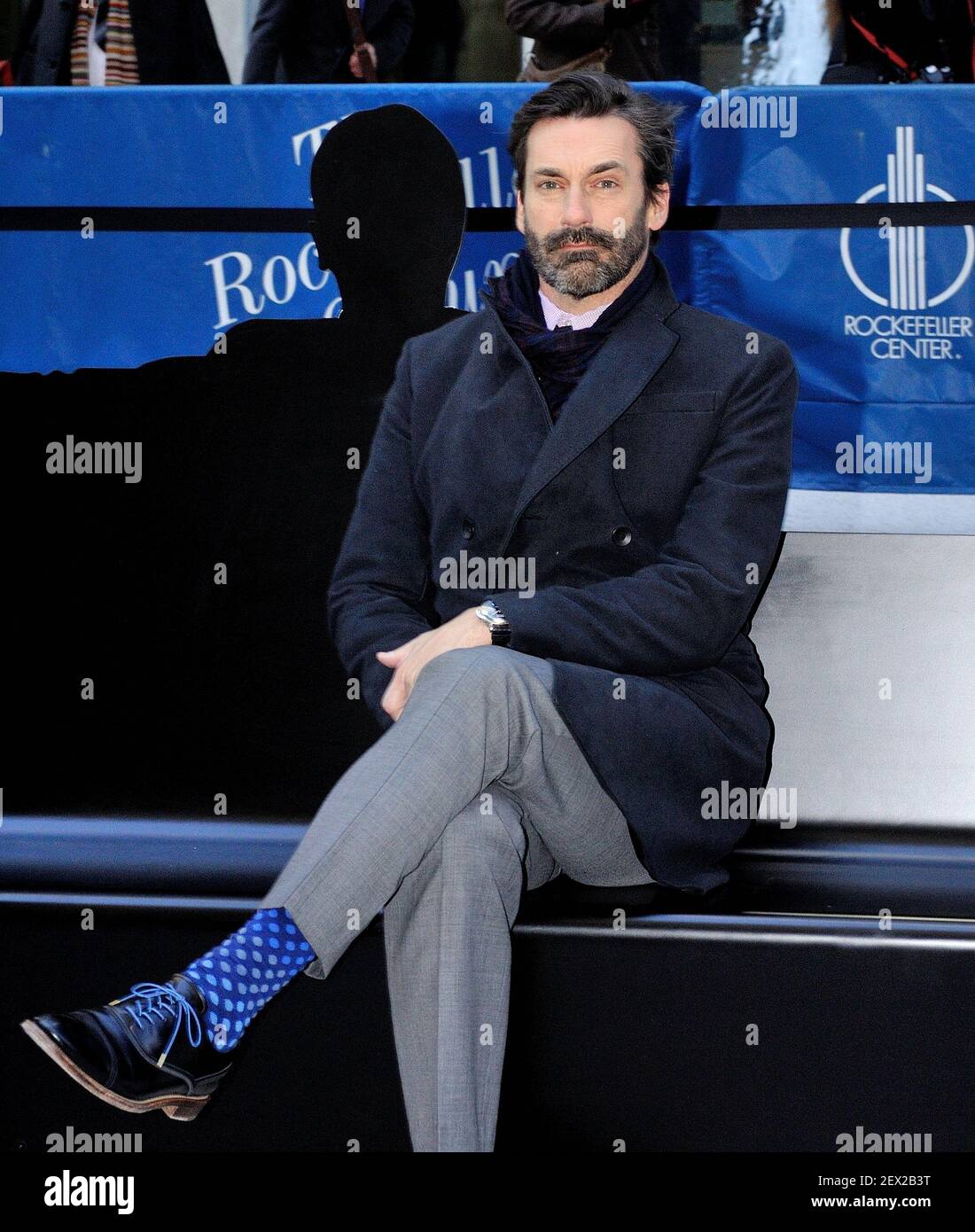 Jon Hamm attends the unveiling of the "Mad Men" commemorative sculpture ...