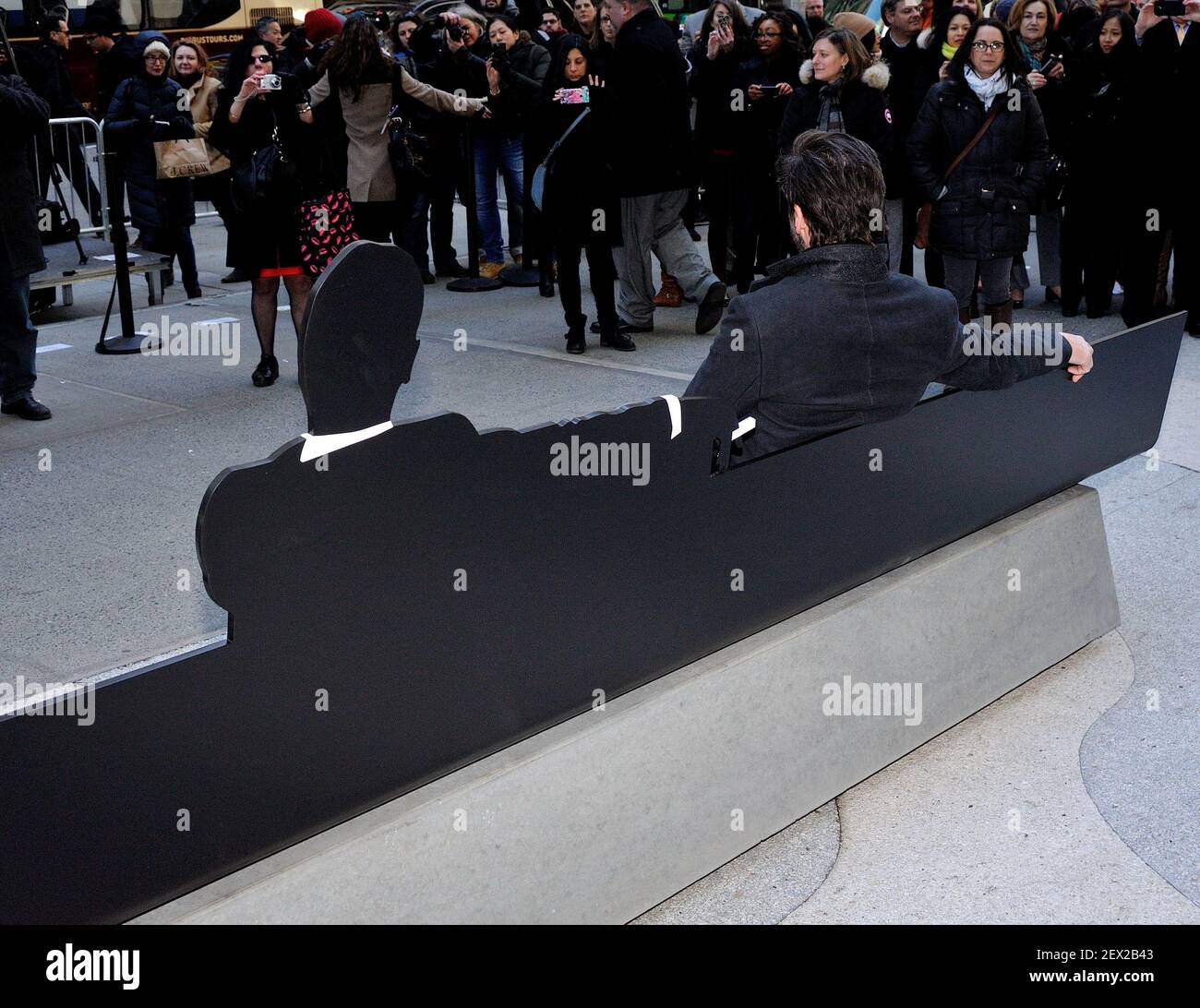 Jon Hamm attends the unveiling of the "Mad Men" commemorative sculpture ...