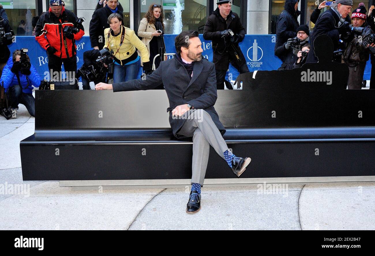 Jon Hamm attends the unveiling of the "Mad Men" commemorative sculpture ...