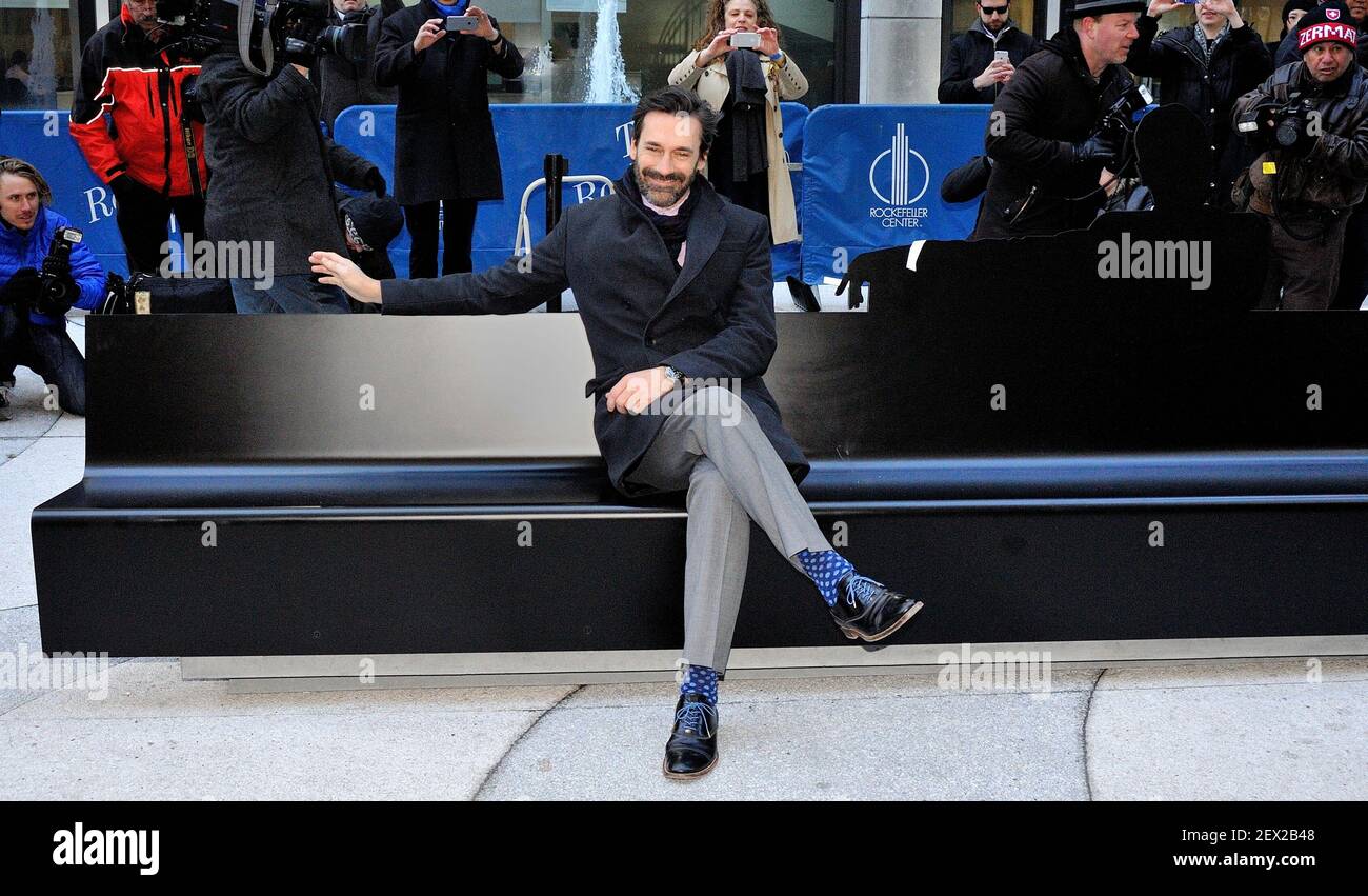 Jon Hamm attends the unveiling of the "Mad Men" commemorative sculpture ...