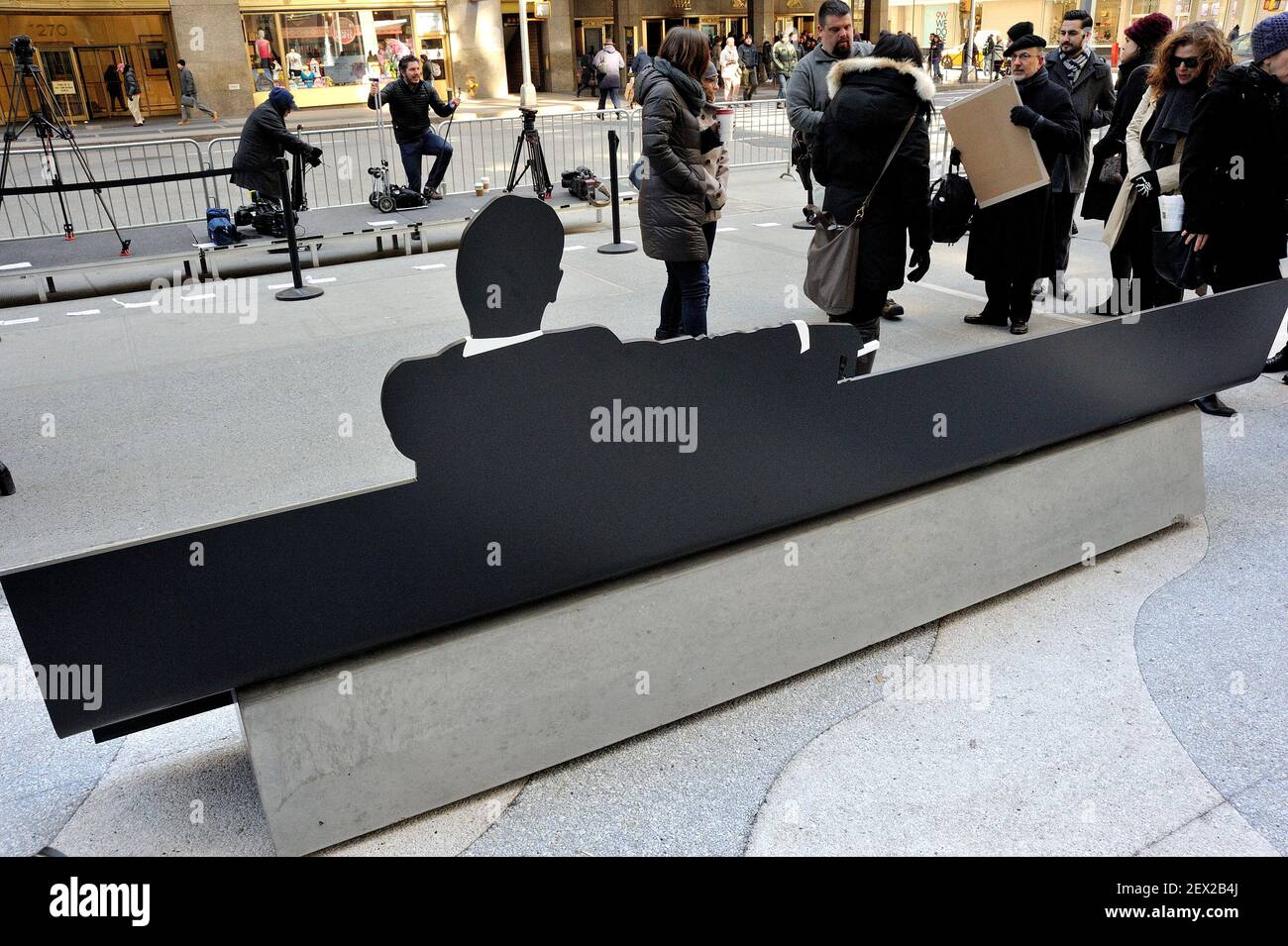 Unveiling of the "Mad Men" commemorative sculpture at the Time & Life ...