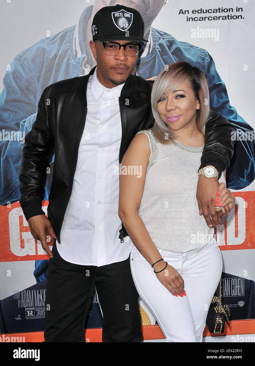 (L-R) Tip "T.I." Harris & Tameka "Tiny" Harris arrives at the "Get Hard ...