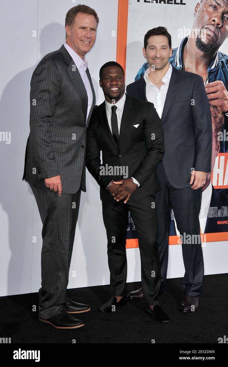 (L-R) Will Ferrell, Kevin Hart & Etan Cohen arrives at the "Get Hard ...