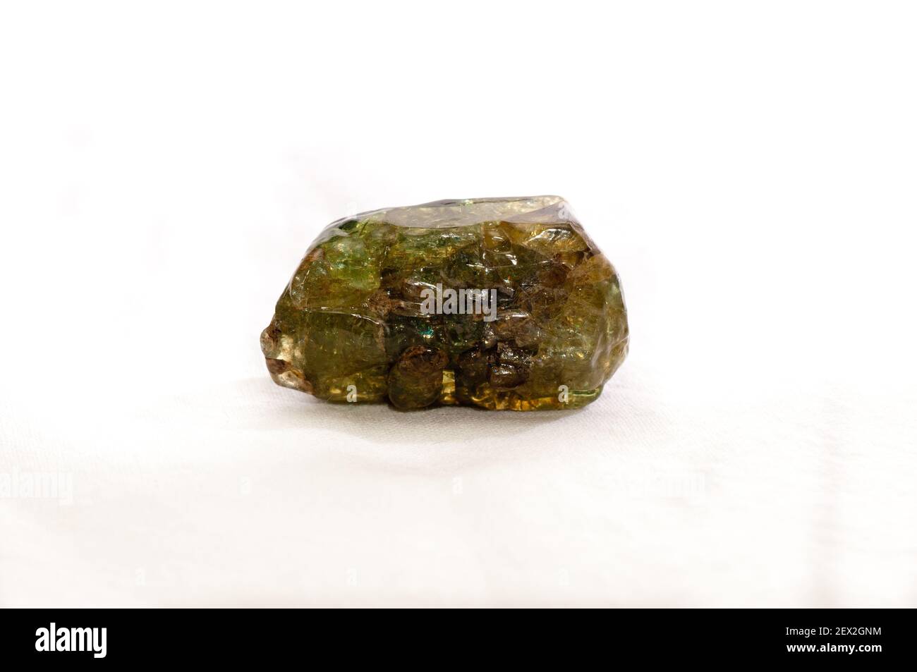 greenish crystal apatite mineral sample, science geology Stock Photo ...