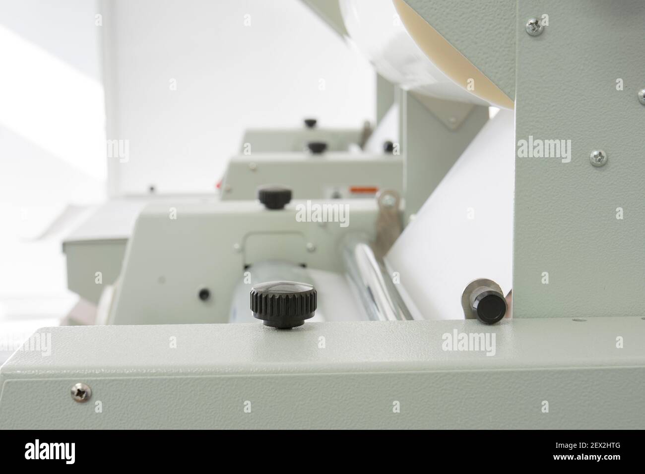 China-made Thermal cellophane machine in operation and details. 33 cm ...