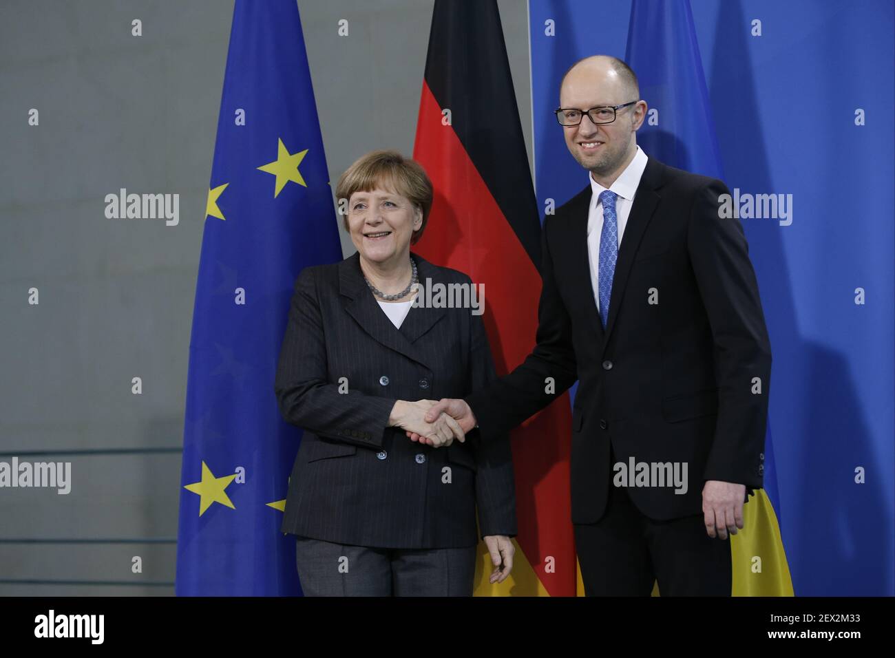 Arseniy Yatsenyuk, Prime Minister of Ukraine, and German Chancellor ...