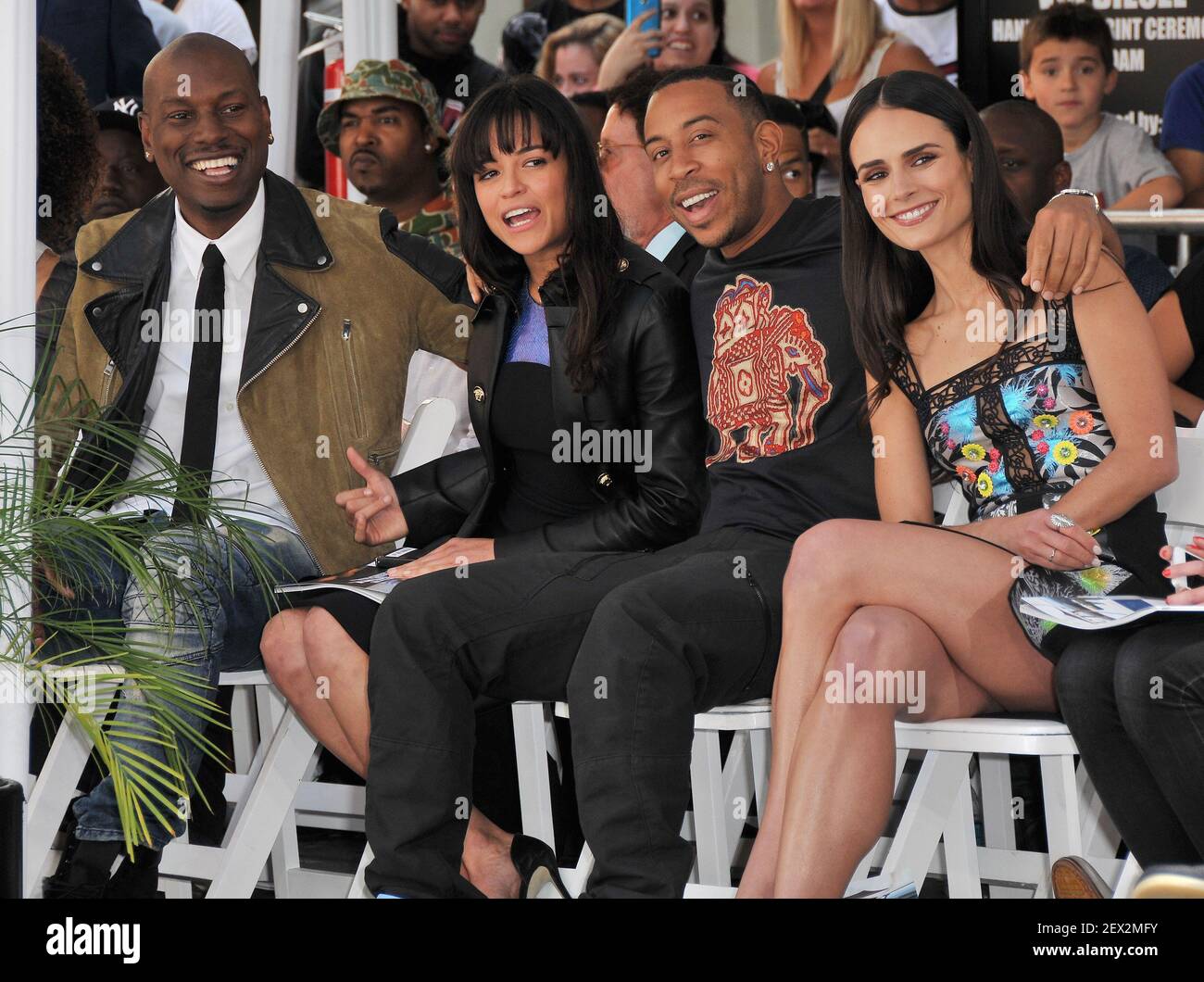 (L-R) Tyrese Gibson, Michelle Rodriguez, Ludacris and Jordana Brewster ...