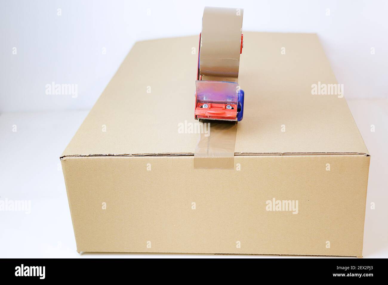 Packaging cardboard box with dispenser against white background Stock ...