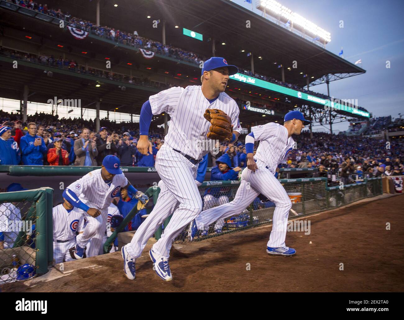 Mike Olt and the Chicago Cubs take the field before the game on Sunday ...