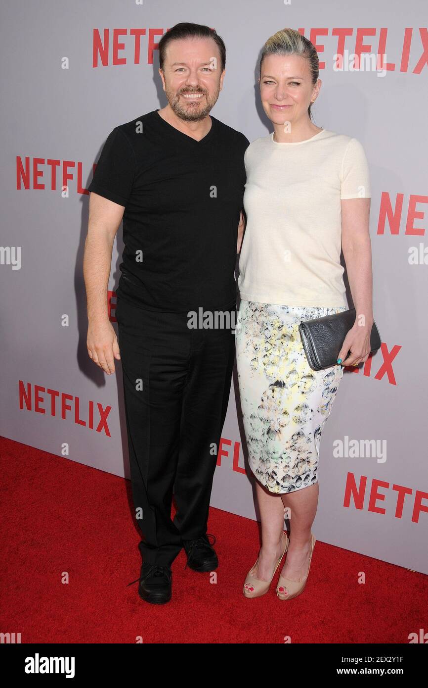 8 April 2015 - Los Angeles, California - Ricky Gervais, Jane Fallon ...