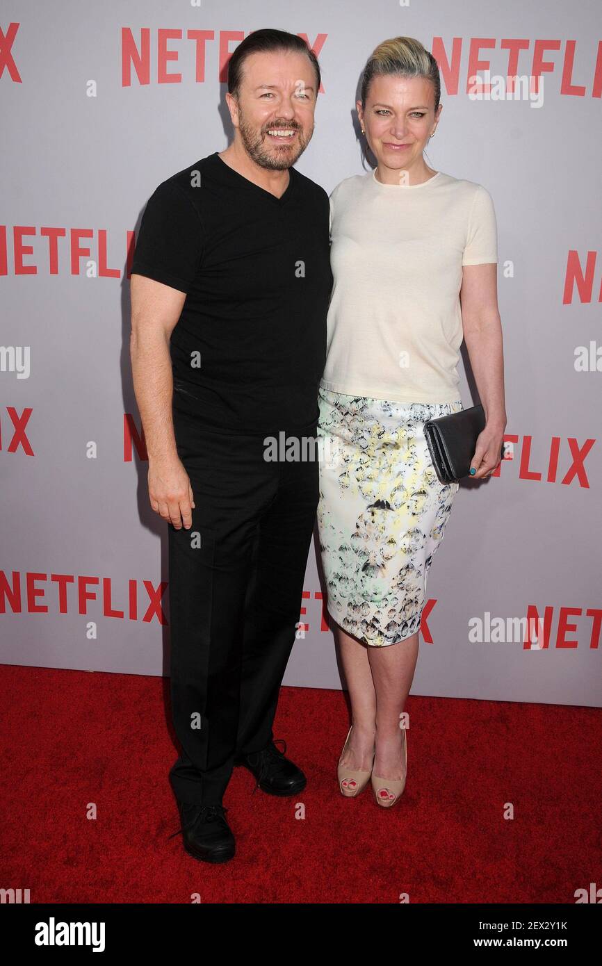 8 April 2015 - Los Angeles, California - Ricky Gervais, Jane Fallon ...