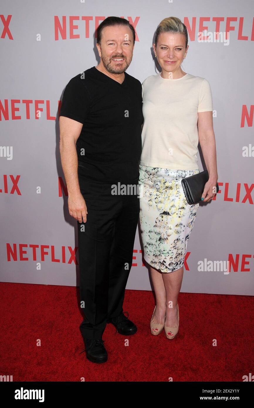 8 April 2015 - Los Angeles, California - Ricky Gervais, Jane Fallon ...