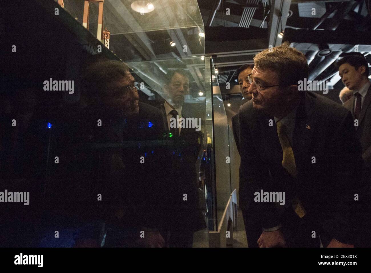 Secretary of Defense Ash Carter tours West Sea Protection Hall on ...