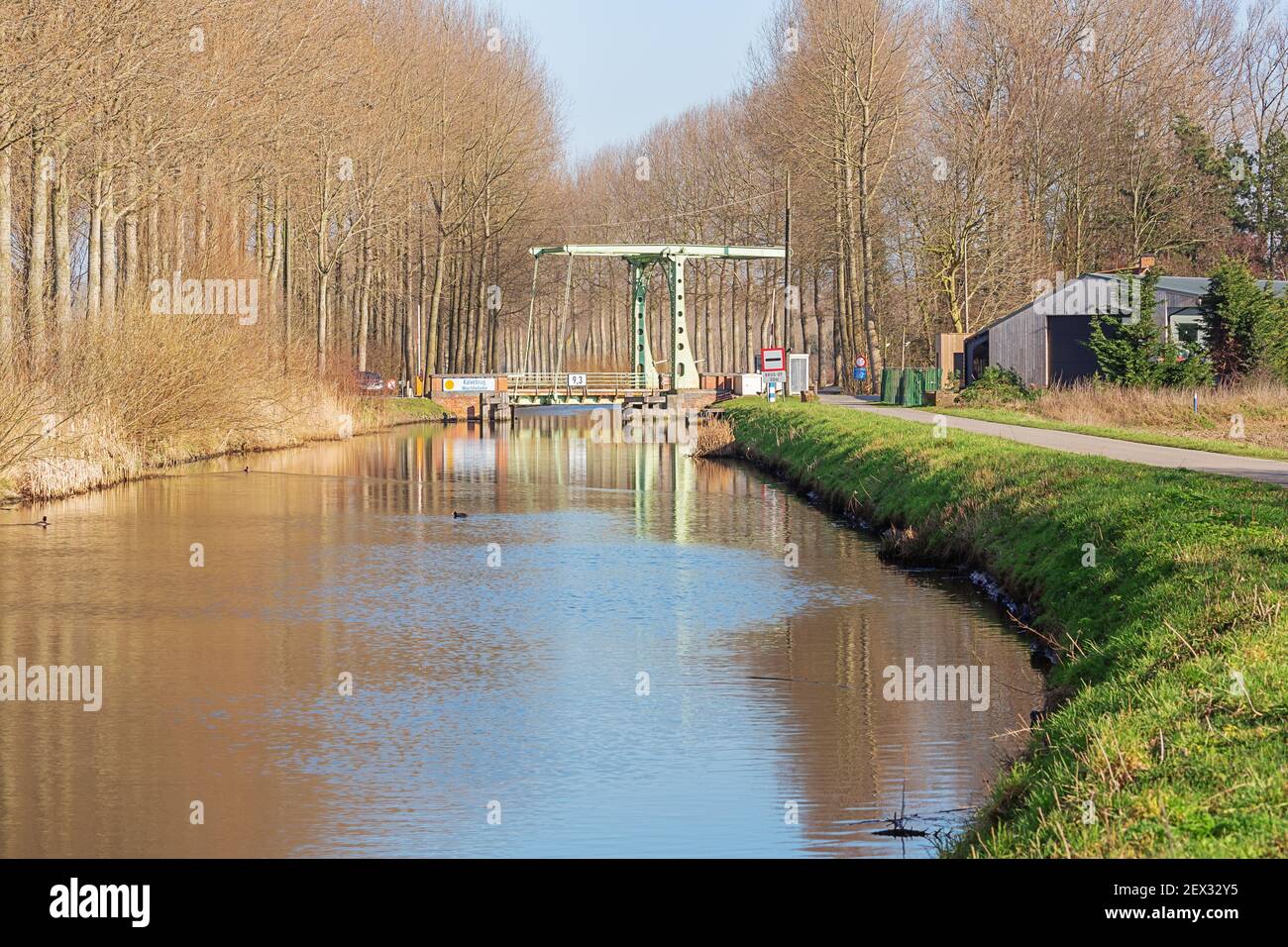 The Kalve bridge, a small double-beam drawbridge, spanning over the ...