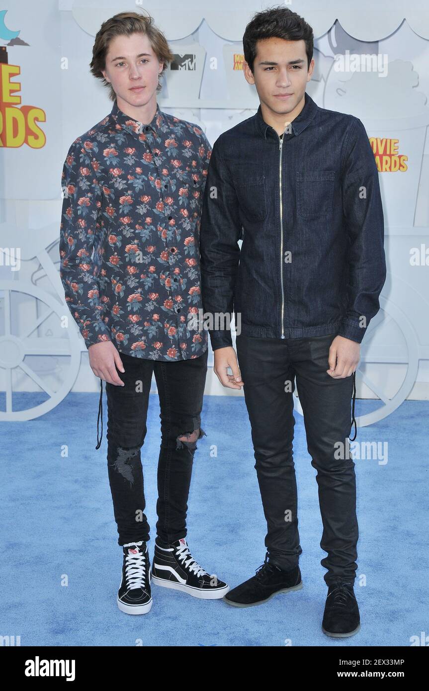 Nathan Asher and Samuel Cohen arrives at the 2015 MTV Movie Awards held ...