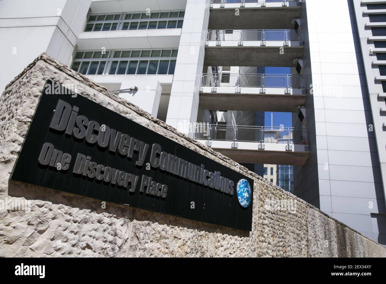 An exterior view of the headquarters of Discovery Communications in ...