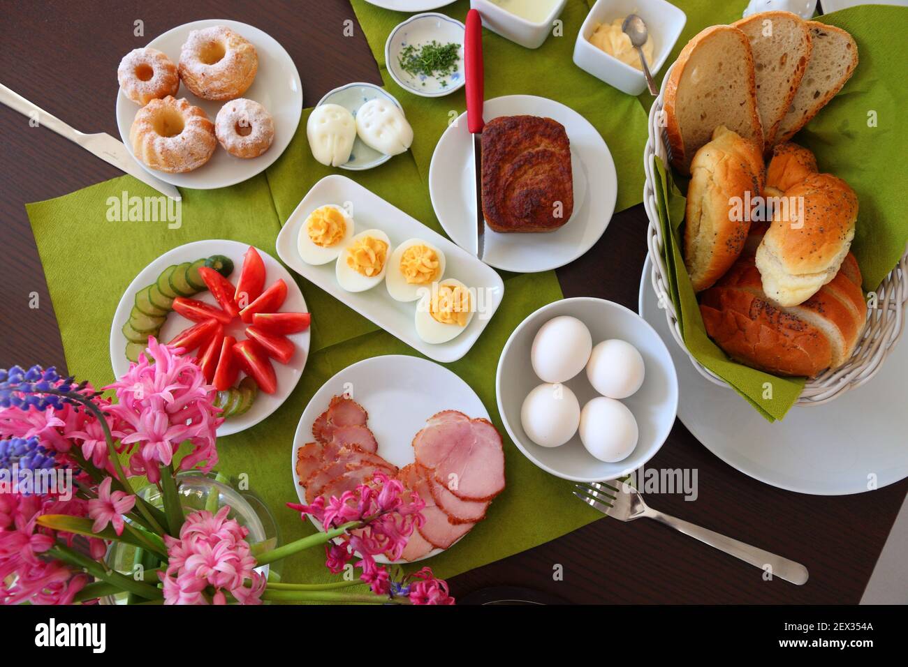 Easter breakfast table in Poland. Easter foods in Europe Stock Photo ...