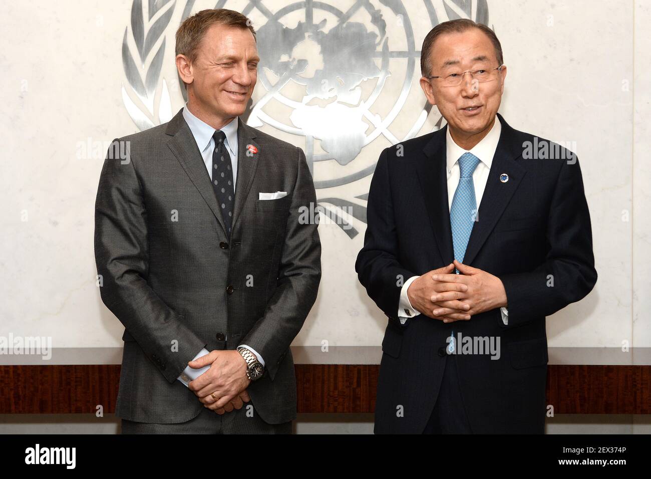 (L-R) Actor Daniel Craig and Ban Ki-moon, Secretary-General of the ...