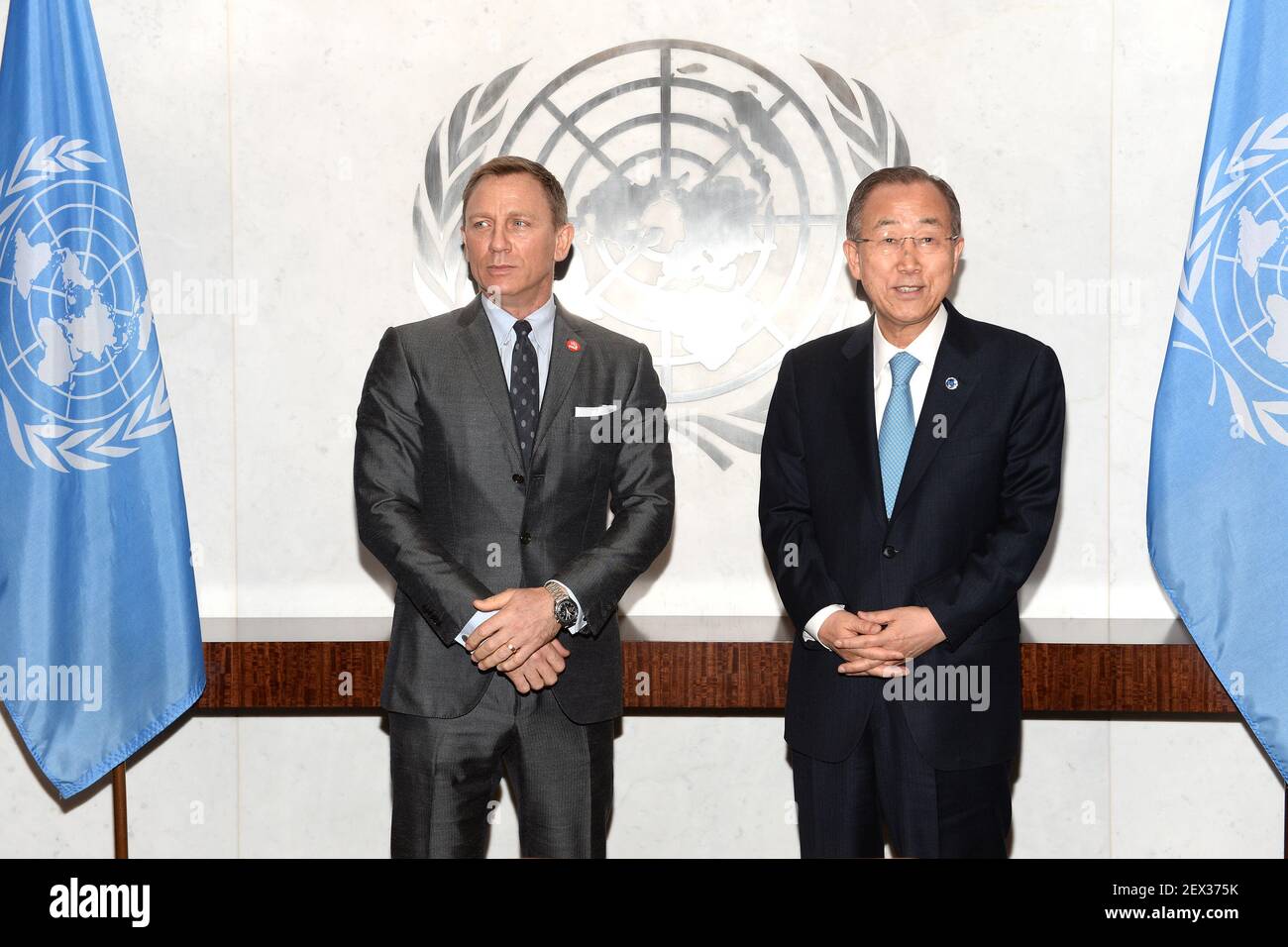 (L-R) Actor Daniel Craig and Ban Ki-moon, Secretary-General of the ...