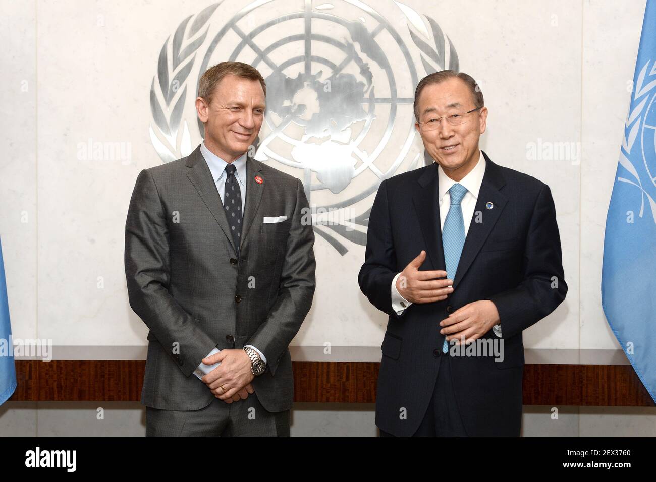 (L-R) Actor Daniel Craig and Ban Ki-moon, Secretary-General of the ...