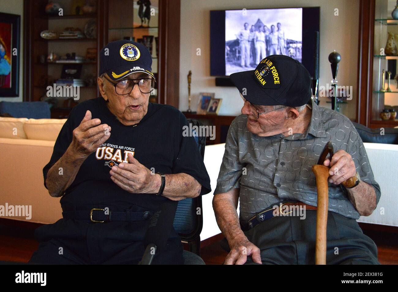 Joseph Beale, right, listens as Max Massey recalls the war they endured ...